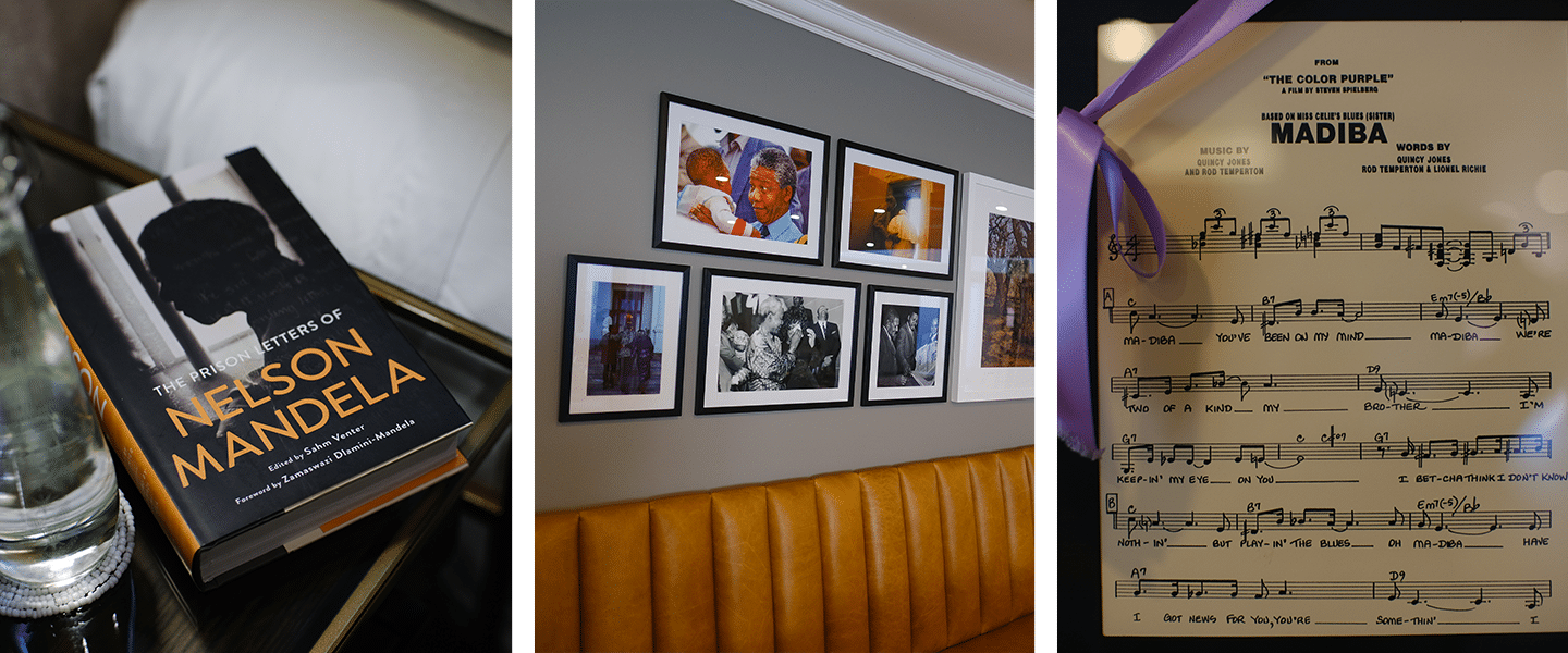 Artworks and photographs decorate the walls of the illustrious Mandela ...
