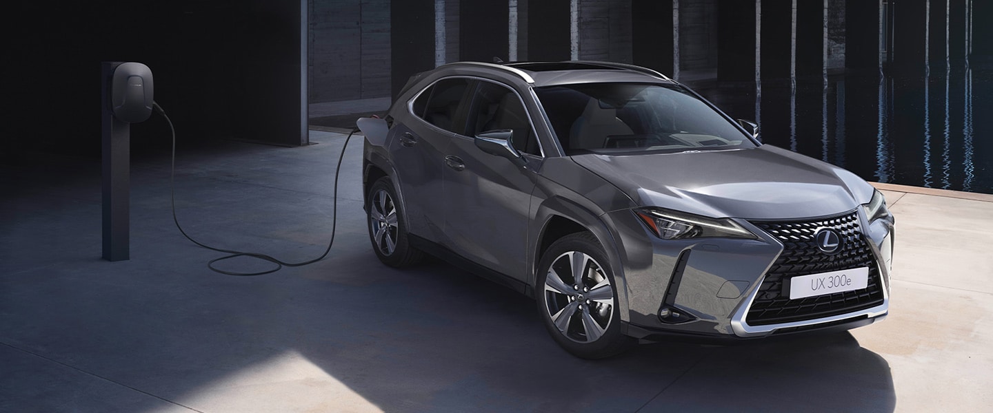 The Lexus UX at a charging station