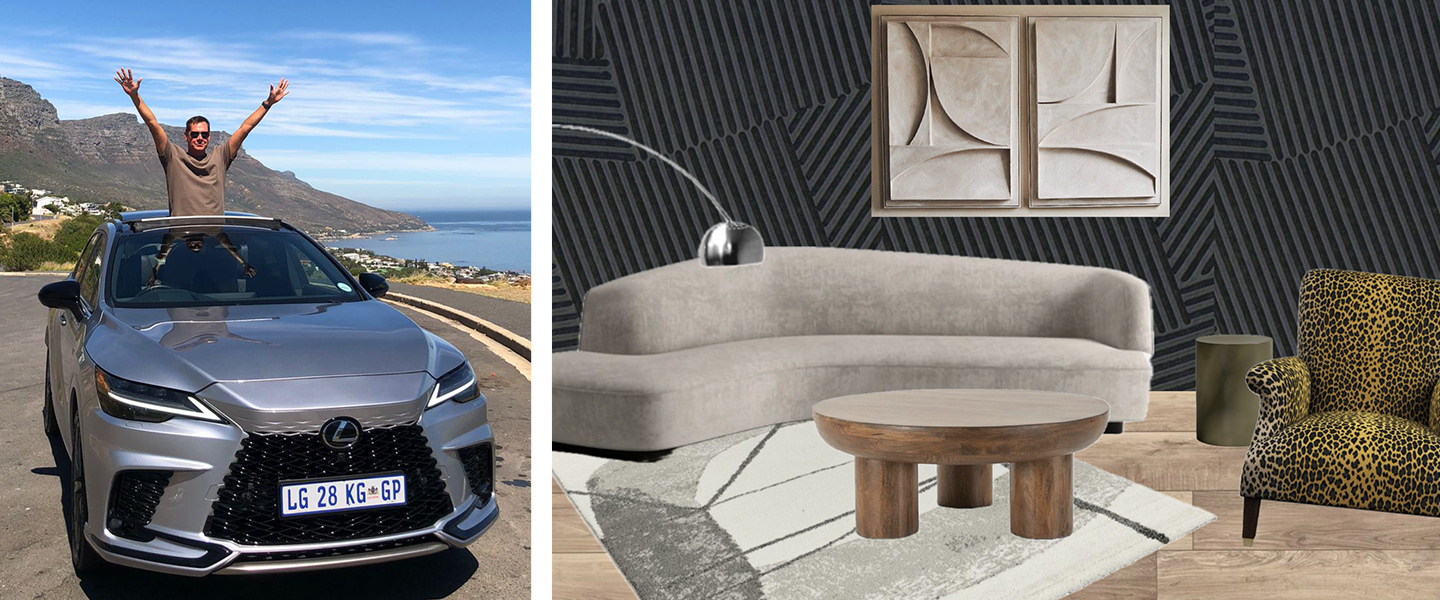 Left: Marthinus Els with the Lexus RX 450h+. Right: JH Interior Design ...