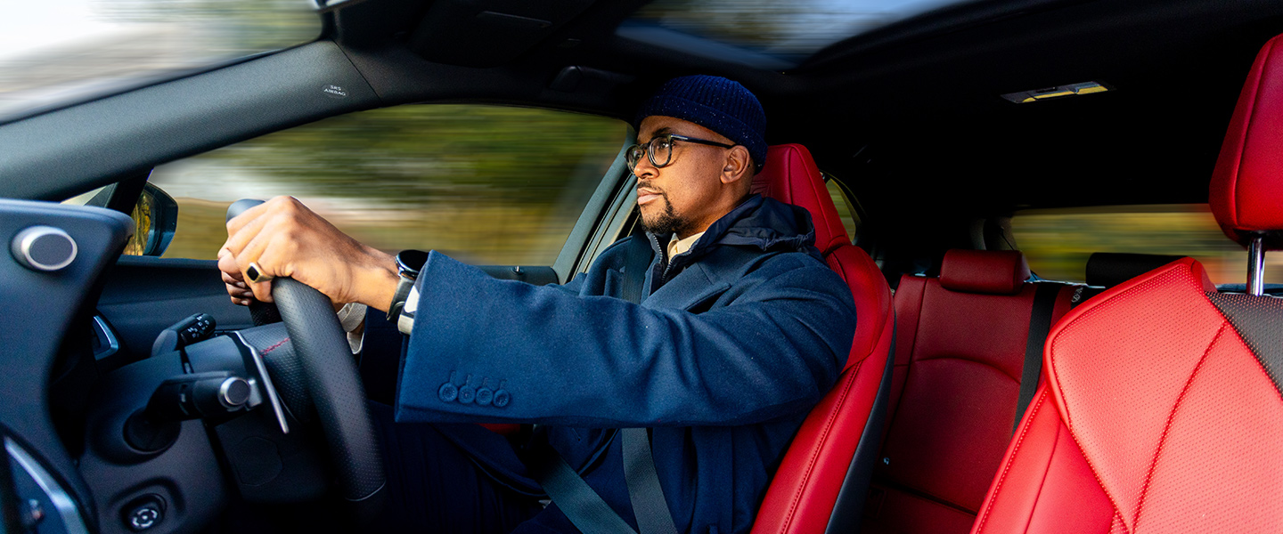 Maps Maponye driving the Lexus UX F Sport