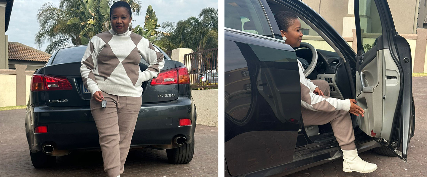 Lerato Ramokgatla with her 2007 Lexus IS